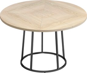 HOMCOM Kulatý jídelní stůl pro 4–6 osob, Ø 120 x 75 cm, kuchyňský stůl s kuželovou kovovou konstrukcí, přírodní dřevo