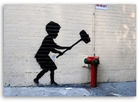 Gario Obraz na plátně Chlapec s kladivem, nástěnná malba Banksy Rozměry: 90 x 60 cm