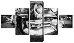 Vícedílný obraz Černobílé Americké Retro Auto Nedostatek Nedostatek Přírodní plátno 200x120