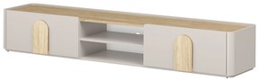 TV stolek Amilio 220 cm - kašmírová / dub olejovaný / úchytky dub světlý
