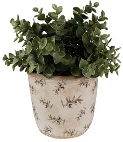 Béžový antik obal na květináč s olivami Olive Fields S - Ø 13*12 cm