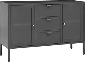 Příborník antracitový 105 x 35 x 70 cm ocel a tvrzené sklo 336078