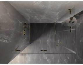 Mexen Lunar-F Duo, skládací sprchový kout 100 x 80 cm, 8mm čiré sklo, zlatý profil, 836-100L-080P-50-00