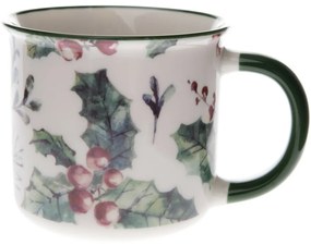 Sada 6 porcelánových hrnků Vánoční cesmína 300 ml, 300 ml