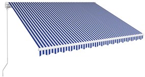 vidaXL Ručně zatahovací markýza 400 x 300 cm modrobílá