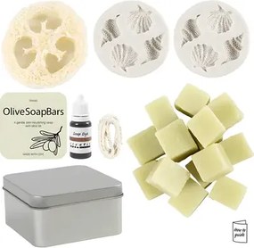 Creativ Company Výroba mýdla Seashells Olive Green / Kreativní sada /