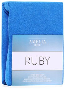 Froté prostěradlo s gumou AmeliaHome Ruby modré