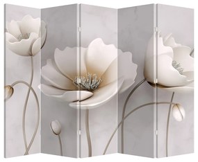 Paraván - Bílé květiny (225 x 180 cm)