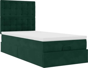 Osmanský rám postele s matracemi tmavě zelené 100x200cm samet 3313598
