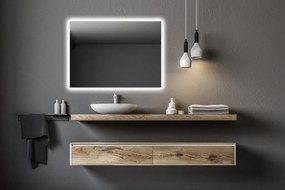Amirro Zrcadlo do koupelny na zeď do pokoje do ložnice do předsíně na chodbu bez vypínače AMBIENTE 100 x 70 cm s LED podsvícením  po celém obvodu 410-838