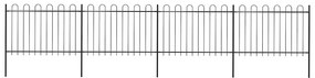 Zahradní plot s obloukem nahoře ocelový 671 x 120 cm černý 277668