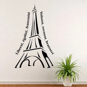 Eiffelova věž s nápisem - vinylová samolepka na zeď 159x100cm
