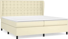 Box spring postel s matrací krémová 200x200 cm umělá kůže 3129053