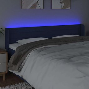 Čelo postele s LED modré 183 x 16 x 78/88 cm textil 3123396