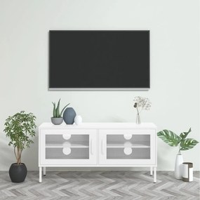 TV skříňka Grain - ocel - 105x35x50 cm | bílá