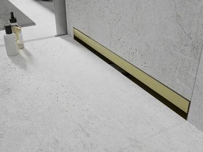 Mexen Flat Wall, sprchový žlab na zeď 2v1, 70 cm, zlatá matná, 1A30070