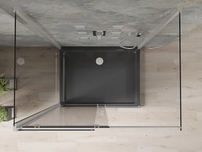Mexen Omega-3S sprchový kout 3-stěnný, posuvný 110x80 cm, transparentní, chrom + vanička Flat - 825-110-080-01-00-3s-4070