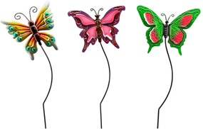 Zapichovací zahradní dekorace Butterflies, sada 3ks, 57,5 cm, kov, vícebarevná