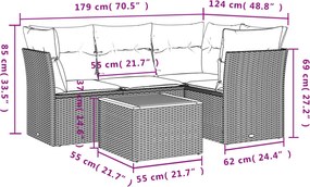 5dílná zahradní sedací souprava s poduškami béžová polyratan 3223623