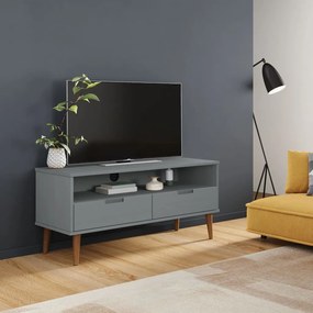 TV stolek MOLDE šedý 106 x 40 x 49 cm masivní borové dřevo - Default Title