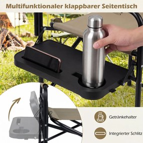 Costway Ředitelské křeslo skládací až do 150 kg kempingové křeslo s držákem