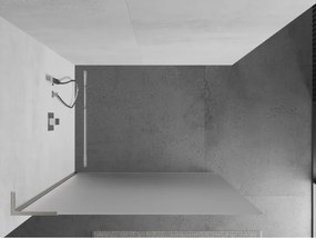 Mexen Kioto L, sprchová zástěna Walk-In 90 x 200 cm, 8mm sklo námraza, broušená ocel profil, 800-090-103-97-30