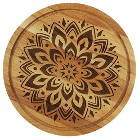 AMADEA Dřevěné servírovací prkénko - podnos mandala, masivní dřevo, 30 cm