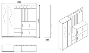 Předsíňová sestava Dane White and Atlantic Pine