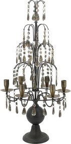 Mocca antik francouzský svícen s krystaly French Antique – 35,5*31,5*70 cm