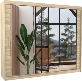 ADRK Furniture Skříň s posuvnými dveřmi a zrcadlem CHESTER 250 SW-CHE-S-250+A441