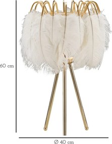 Stolní lampa Feather Stand 60 cm bílo-zlatá