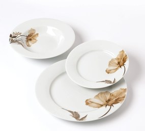 Porcelánová jídelní sada LEA Beige II 18 ks bílá/béžová