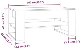 Konferenční stolek hnědý dub 102 x 55 x 45 cm kompozitní dřevo - Default Title