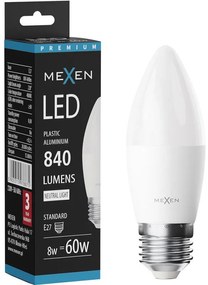 Mexen Nova LED žárovka E27, C37, 8W, Neutrální - 4000K, 840 lm - L102-E27-0840-01