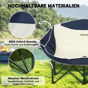 Skládací židle skládací 2místná kempingová židle s držákem na kelímek Přepravní taška s nosností až 250 kg Modrá barva