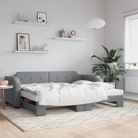 Válenda s přistýlkou světle šedá 90 x 190 cm textil 3197644