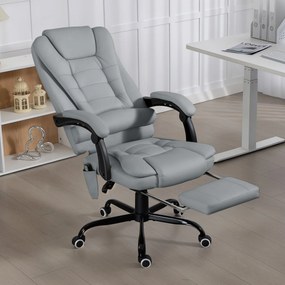 Vinsetto výkonné masážní kancelářské křeslo — ergonomické, výškově nastavitelné, polohovatelné s kabelovým ovládáním a vysouvací opěrkou nohou, otočn…
