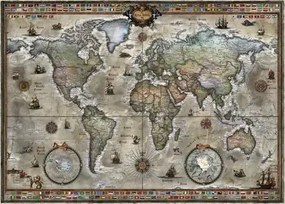 HEYE Puzzle Map Art: Retro svět / 1000 dílků / 70 × 50 cm