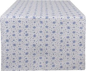 Bavlněný běhoun s modrými růžičkami Blue Rose Blooming - 50*140 cm