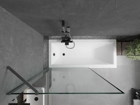 Mexen Next, 1-křídlová vanová zástěna 100 x 150 cm, 6mm čiré sklo - černý vzor, ​​grafitová, 895-100-000-00-70-95