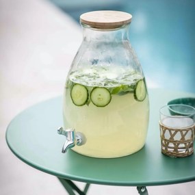 Skleněný zásobník na nápoje GUSTA s dřevěným víčkem 5,5 L