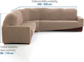 Super strečové potahy NIAGARA oříšková rohová sedačka (š. 340 - 540 cm)