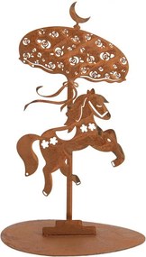 Rustikální rezavá dekorace koník Horse Rust - Ø 14*22 cm