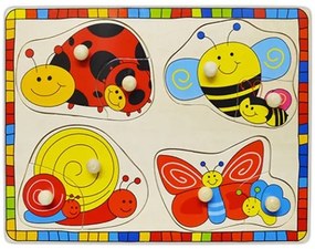 Drewmax 3488 - Dřevěné puzzle s úchyty - Velká zvířátka veselá