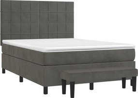 Box spring postel s matrací tmavě šedá 140x200 cm samet 3137846