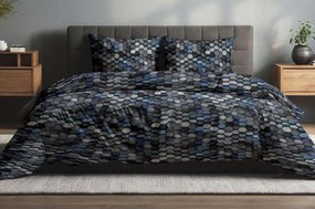 Krepové prodloužené povlečení Earth - modré Velikost: 140 x 220 + 70 x 90