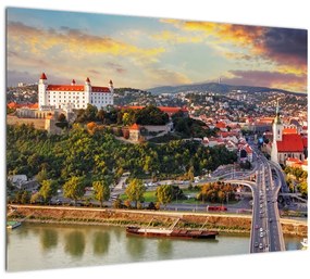 Skleněný obraz - Panorama Bratislavy, Slovensko (70x50 cm)