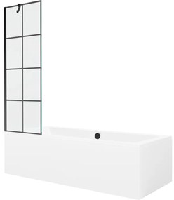 Mexen Cube obdélníková vana 170 x 80 cm s pláštěm 1-křídlovou zástěnou 60 cm, Černý vzor - 550517080X9506007077