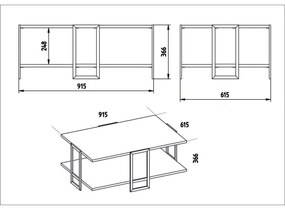 Konferenční stolek POLKA 36,6x91,5 cm zlatá/bílá