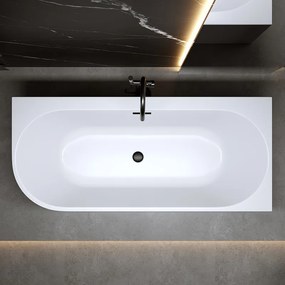 BPS-koupelny Volně stojící rohová akrylátová vana HYD-MER509B pravá 150x75 bílá, odtokový komplet černý